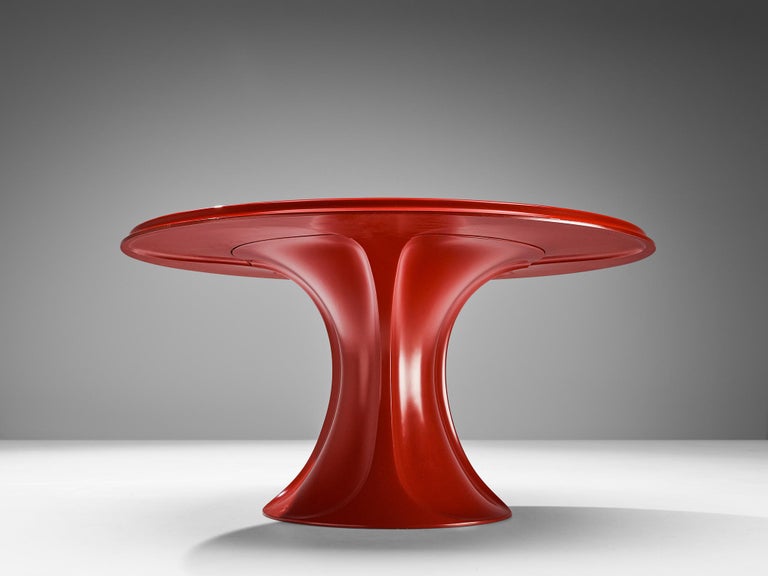 Pierluigi Spadolini for 1P 'Boccio' Dining or Center Table in Red Resin ...