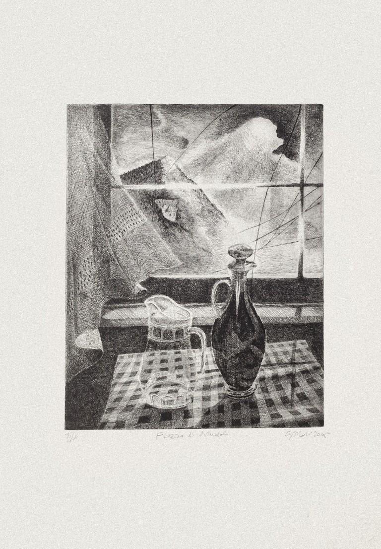 Piero Cesaroni - Still Life and Window - Etching by Piero Cesaroni ...