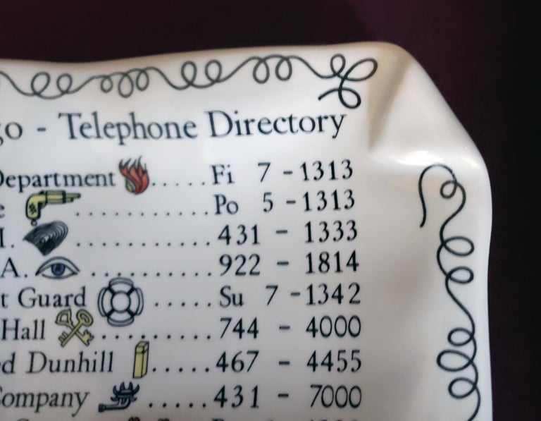 Piero Fornasetti Ceramic Ashtray with Chicago Phone Numbers at 1stDibs ...