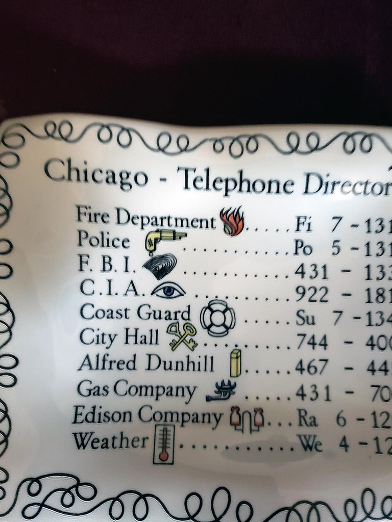 Piero Fornasetti Ceramic Ashtray with Chicago Phone Numbers at 1stDibs ...