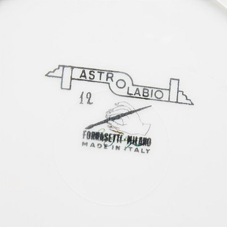 Piero Fornasetti Porcelain Astrolabe Plates in a Complete Set of Twelve ...