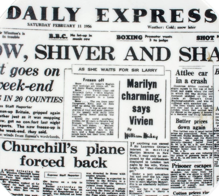 Piero Fornasetti Porcelain Newspaper Plate, Daily Express For Sale at ...