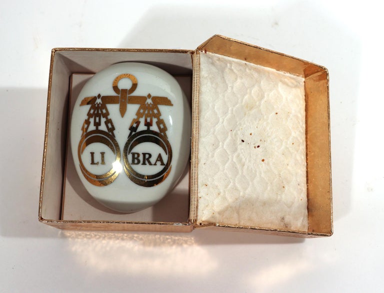 Piero Fornasetti Zodiac Ceramic "Libra" Pebble Paperweight For Sale at ...