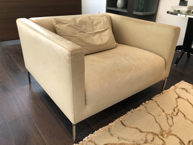 Piero Lissoni "Twin" Leather Lounge Chair for Living Divani at 1stDibs ...