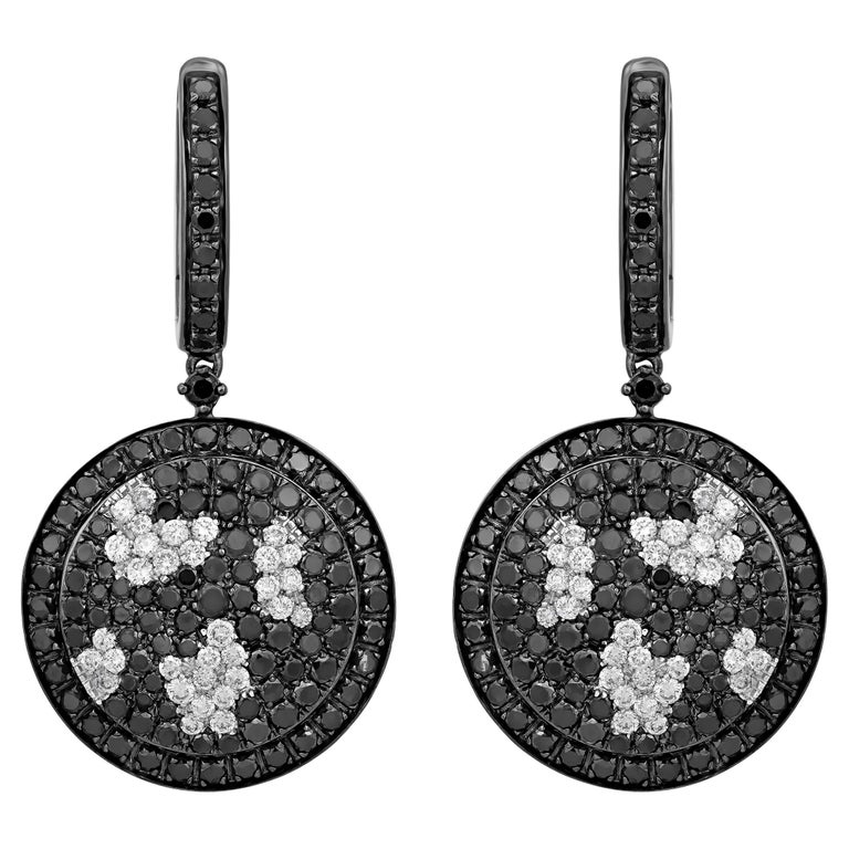 Piero Milano 18k Black Gold, Black and White Diamond Drop Earrings For ...