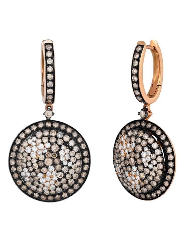 Piero Milano 18k Rose Gold Diamond Drop Earrings For Sale at 1stDibs