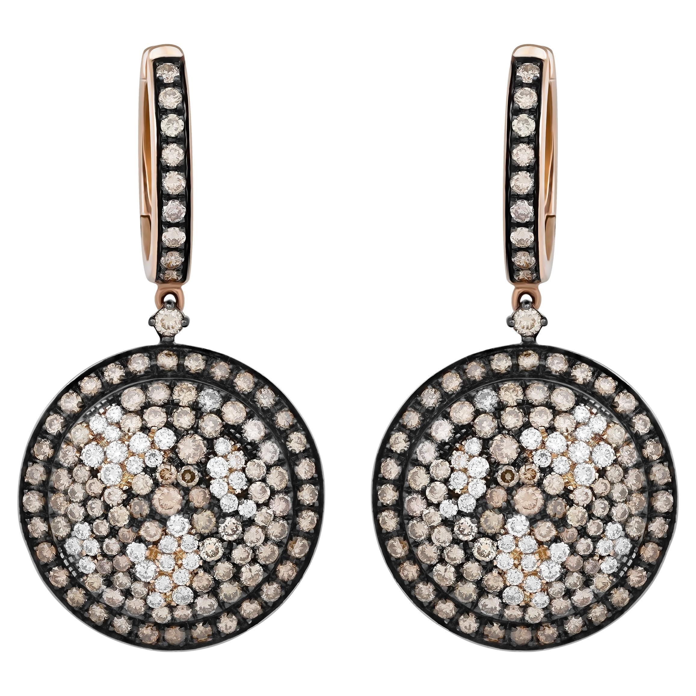 Piero Milano 18k Rose Gold Diamond Drop Earrings For Sale at 1stDibs
