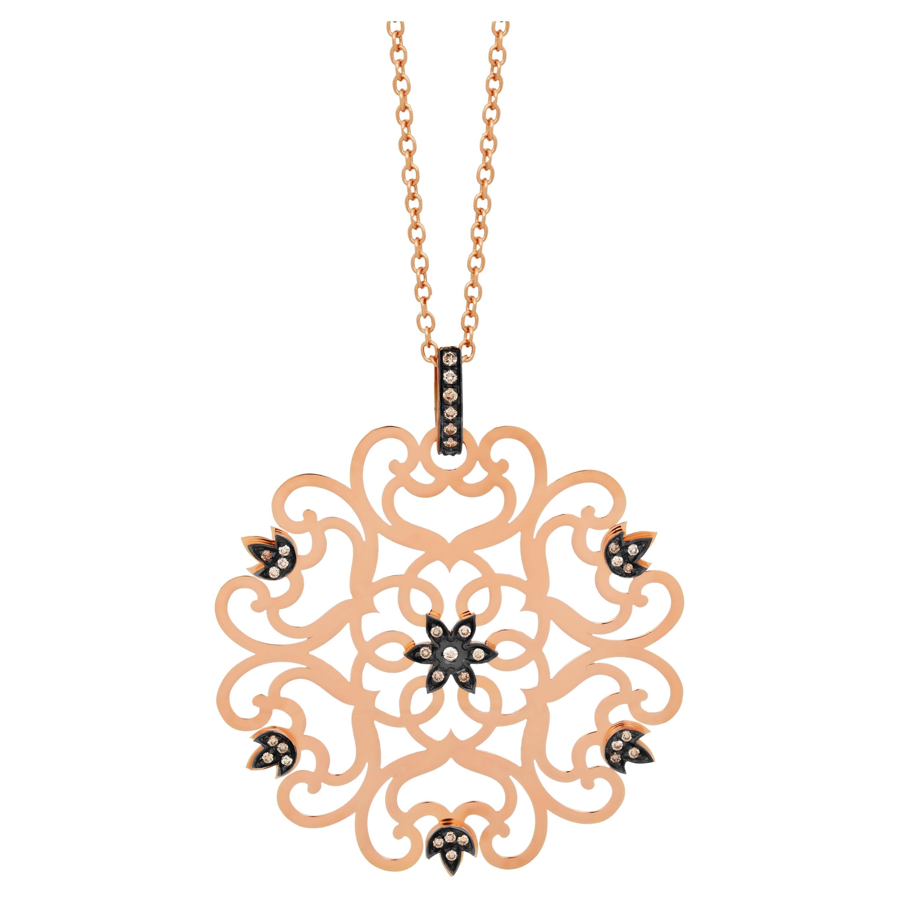 Piero Milano 18k Rose Gold Diamond Necklace For Sale at 1stDibs