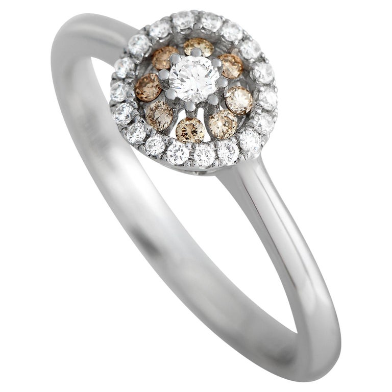 Piero Milano 18K White Gold 0.28ct White and Brown Diamond Ring For ...