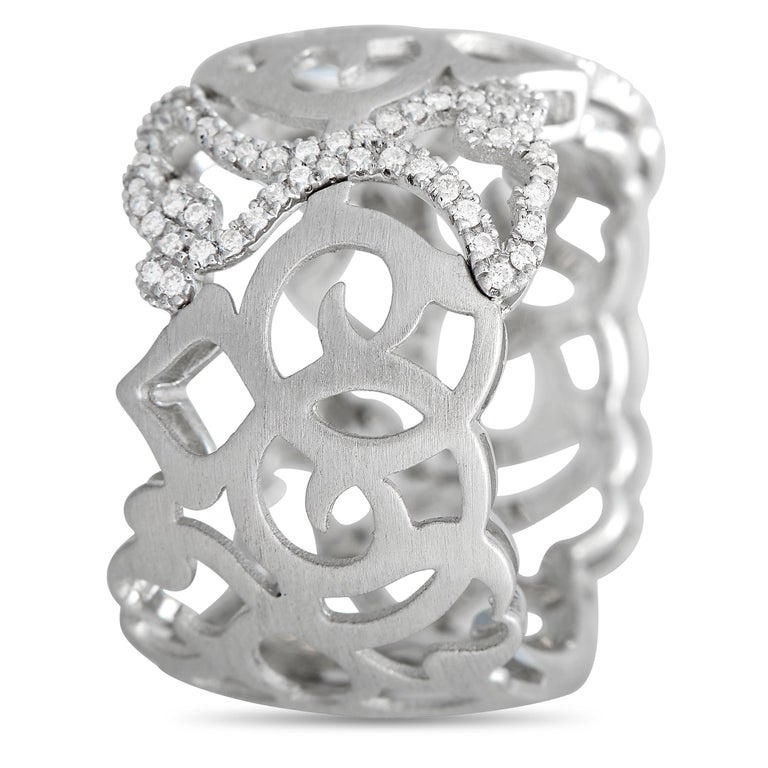 Piero Milano 18K White Gold 0.38 ct Diamond Band Ring For Sale at 1stDibs
