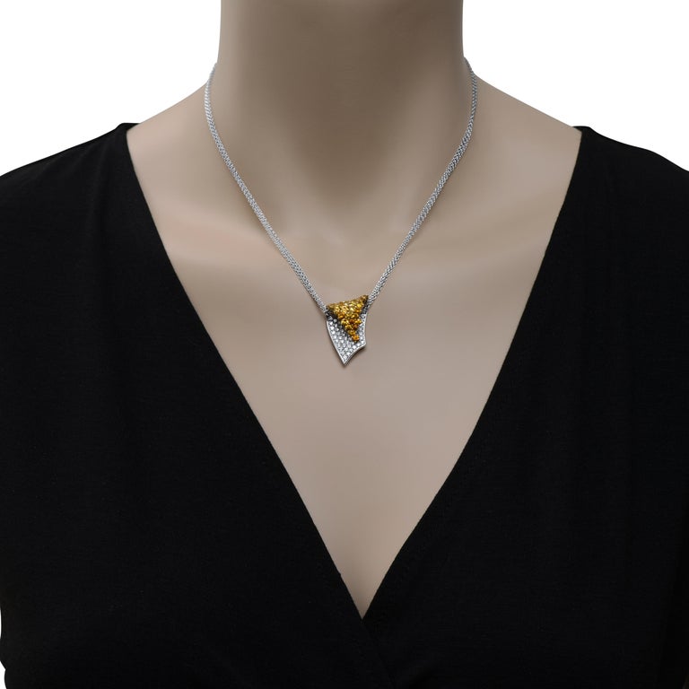Piero Milano 18k White Gold Diamond and Sapphire Necklace For Sale at ...
