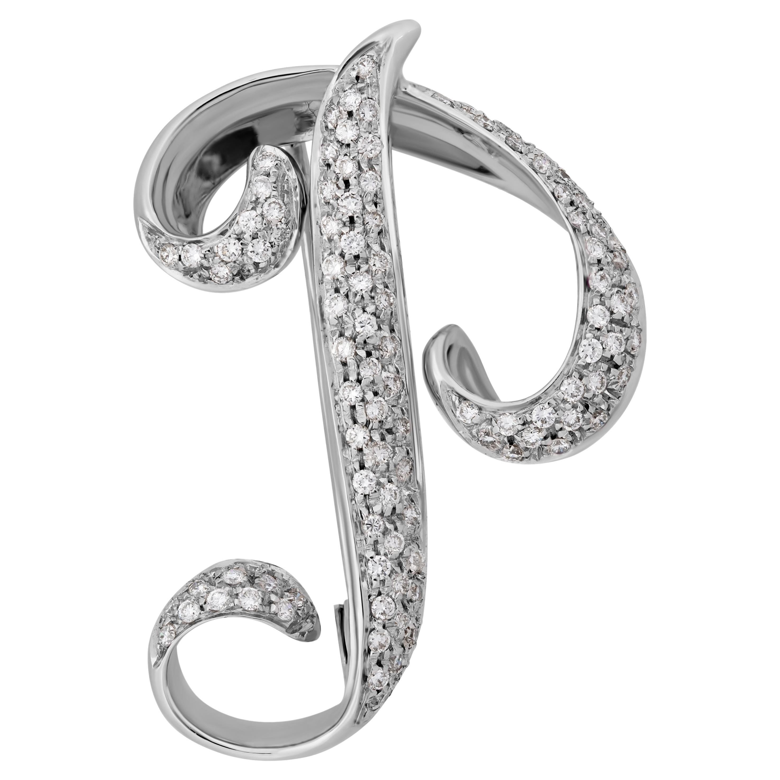 Piero Milano 18k White Gold Diamond Brooch For Sale at 1stDibs