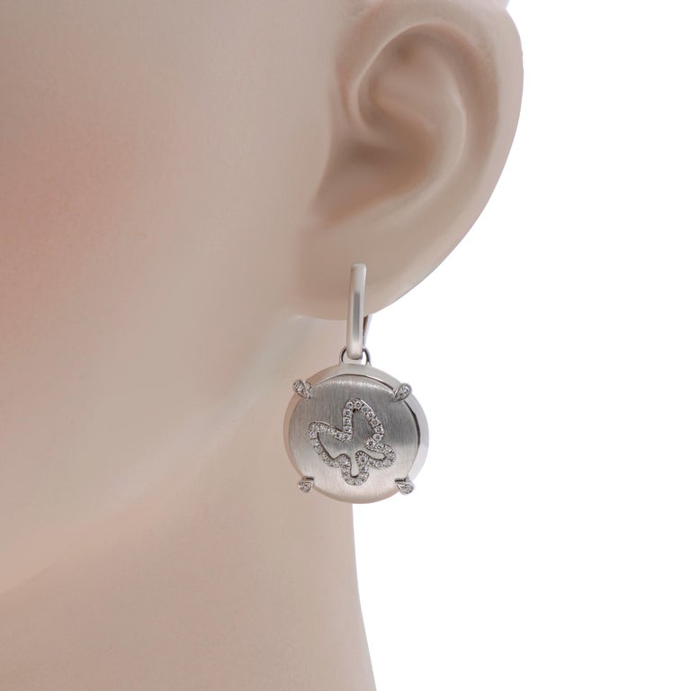 Piero Milano 18k White Gold Diamond Drop Earrings For Sale at 1stDibs