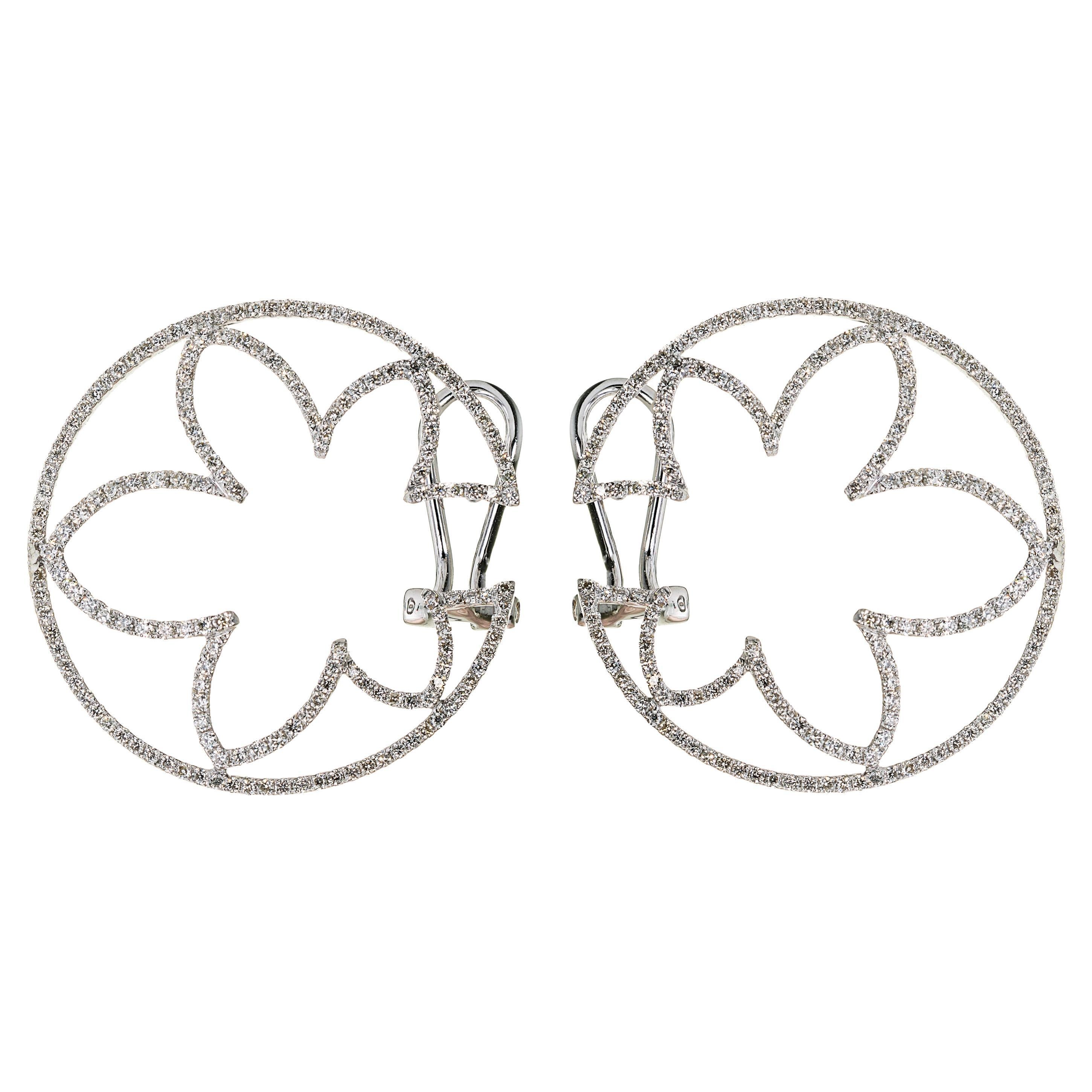 Piero Milano 18k White Gold Diamond Drop Earrings For Sale at 1stDibs