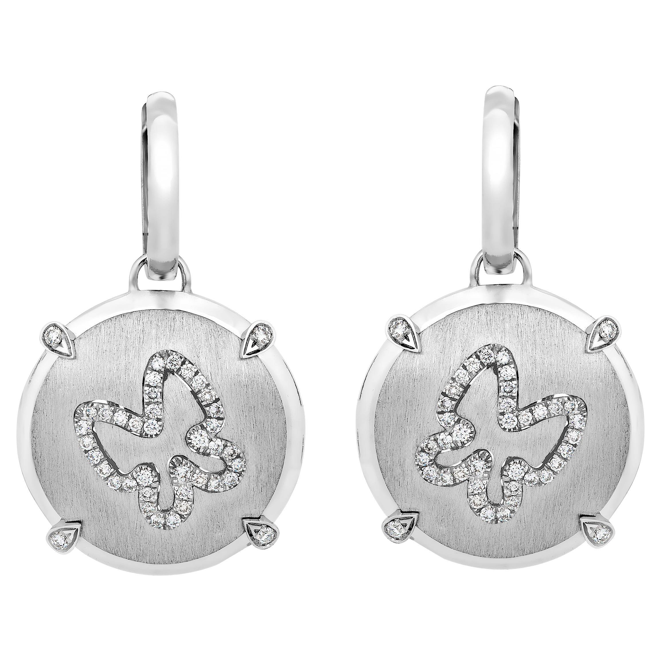 Piero Milano 18k White Gold Diamond Drop Earrings For Sale at 1stDibs