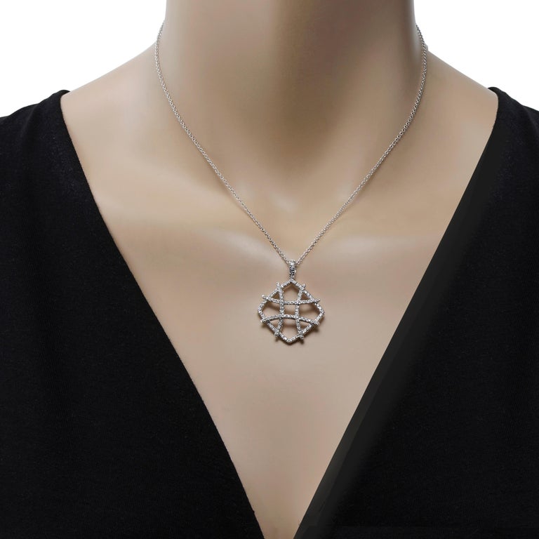 Piero Milano 18k White Gold Diamond Necklace For Sale at 1stDibs