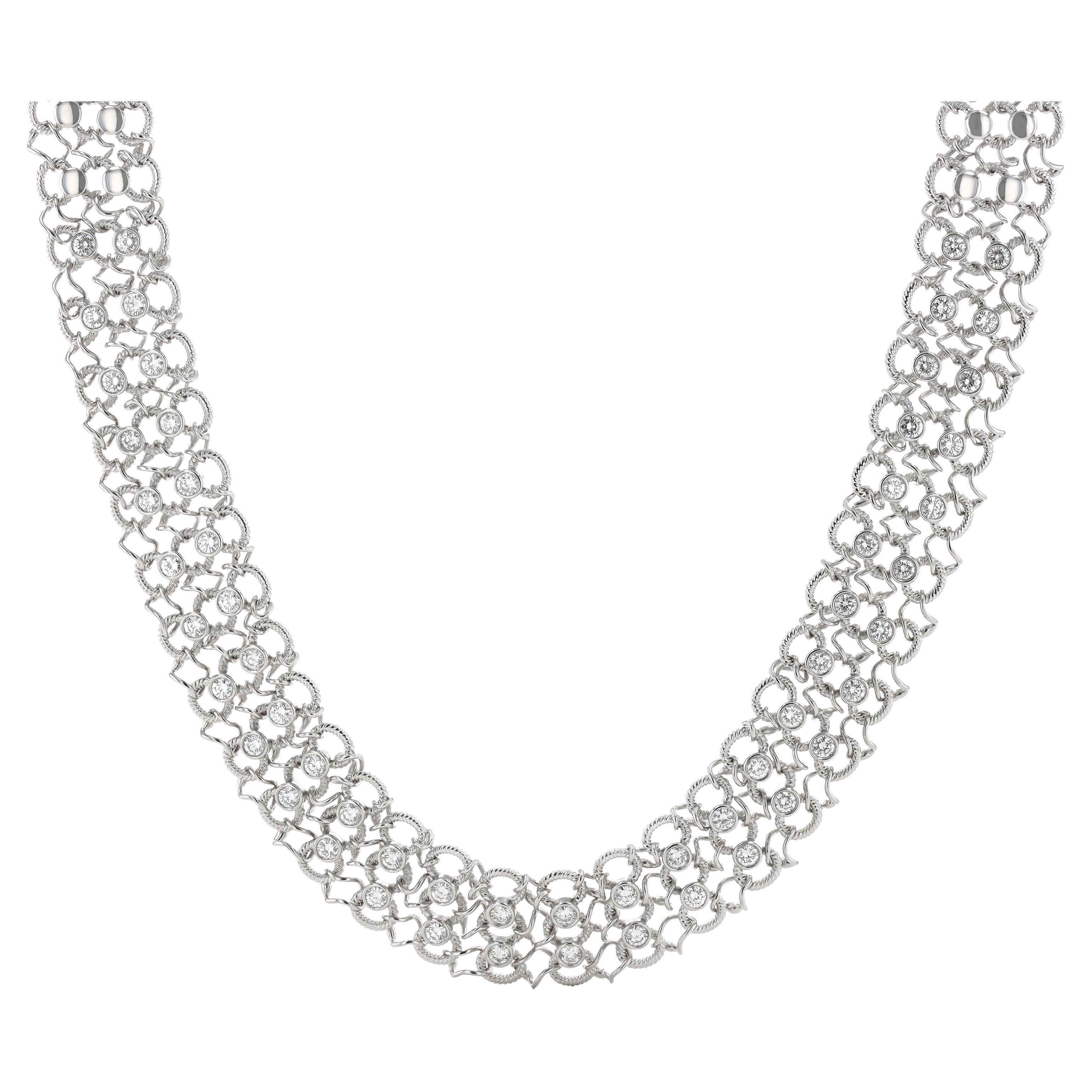Piero Milano 18k White Gold Diamond Necklace For Sale at 1stDibs
