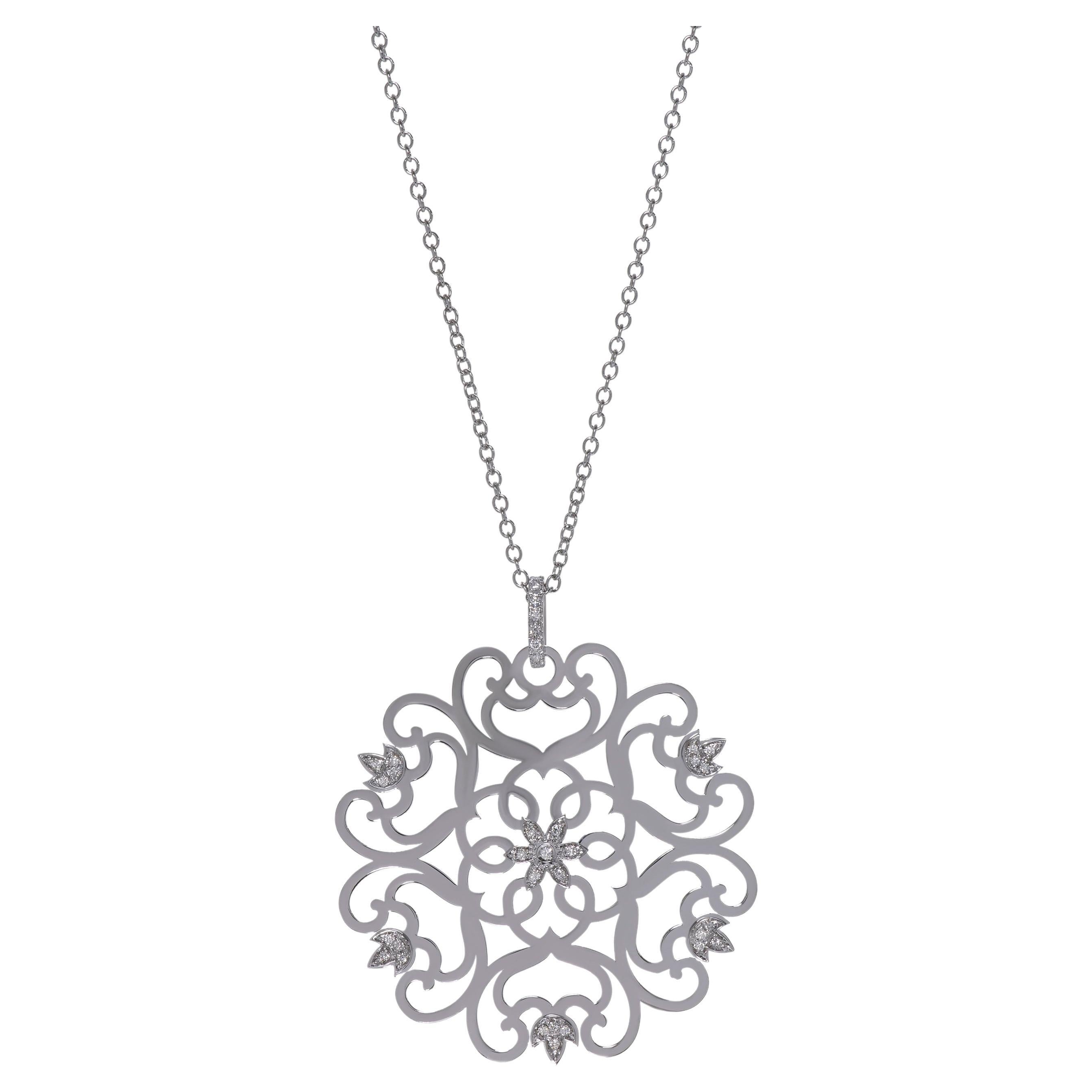 Piero Milano 18k White Gold Diamond Necklace For Sale at 1stDibs