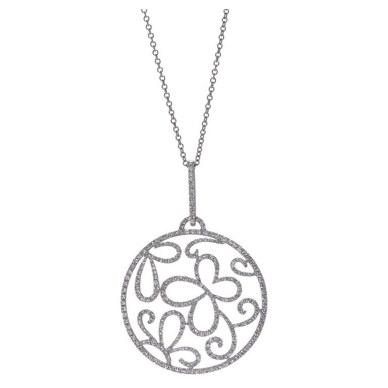 Piero Milano 18K White Gold Diamond Necklace For Sale at 1stDibs