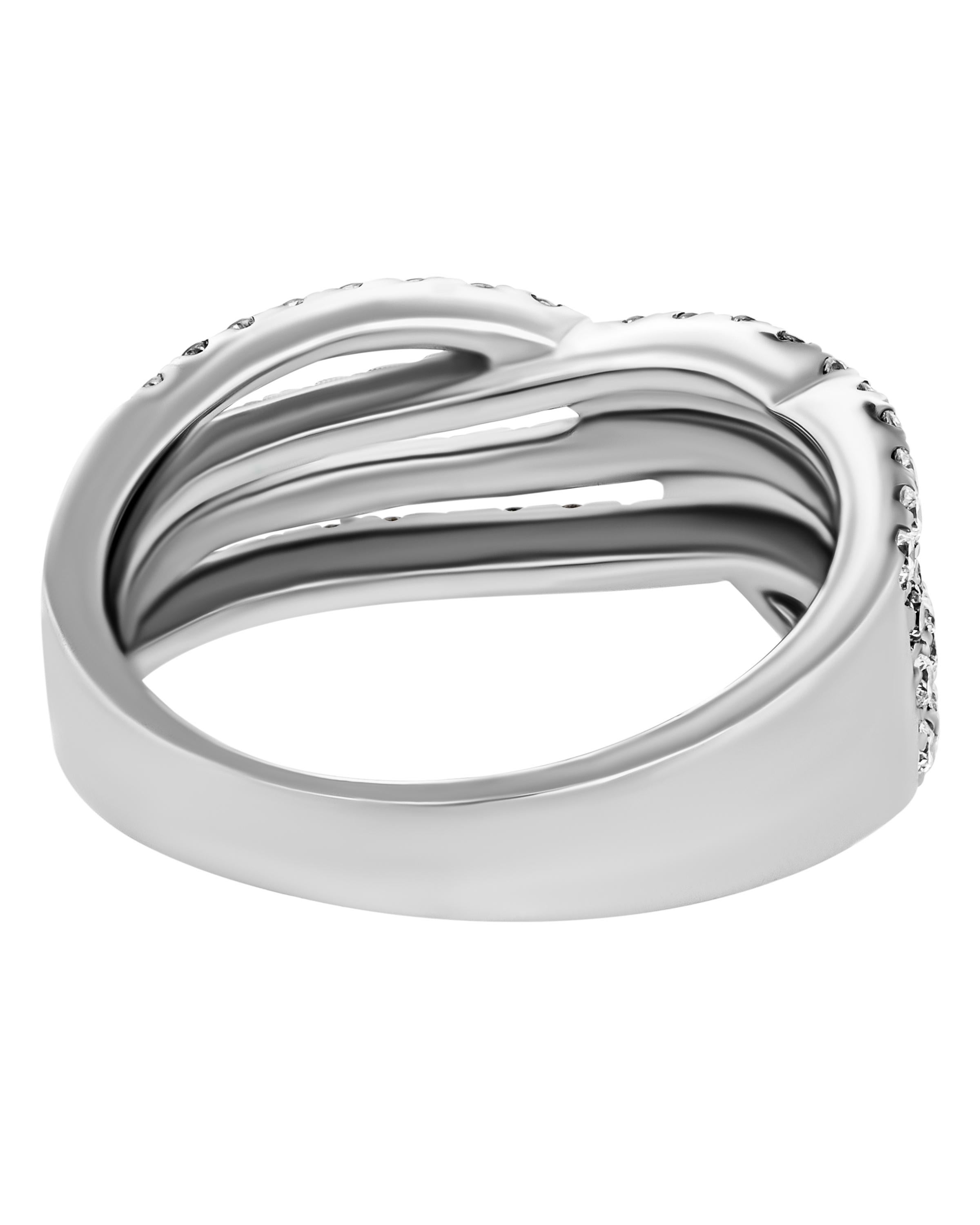 Piero Milano 18K White Gold Diamond Ring Sz 6 For Sale at 1stDibs