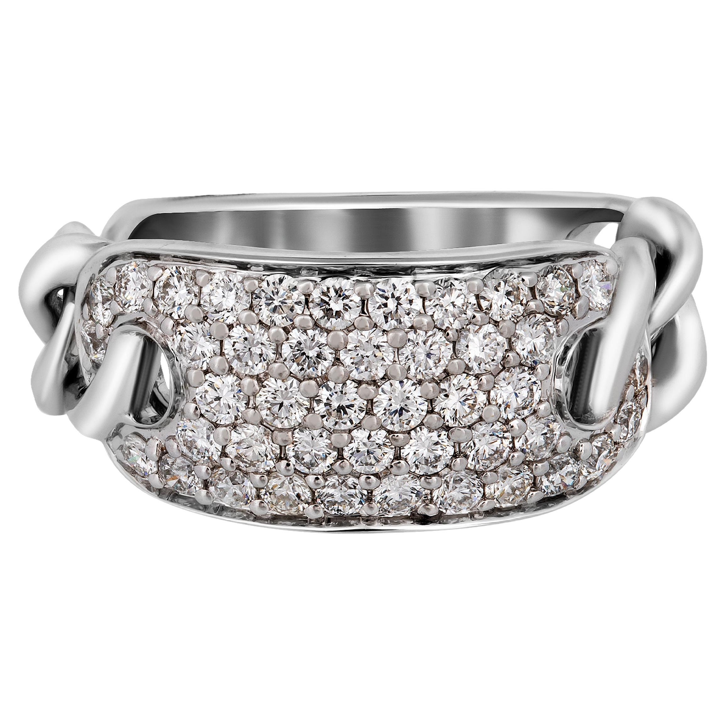 Piero Milano 18K White Gold Diamond Ring Sz 6.25 For Sale at 1stDibs