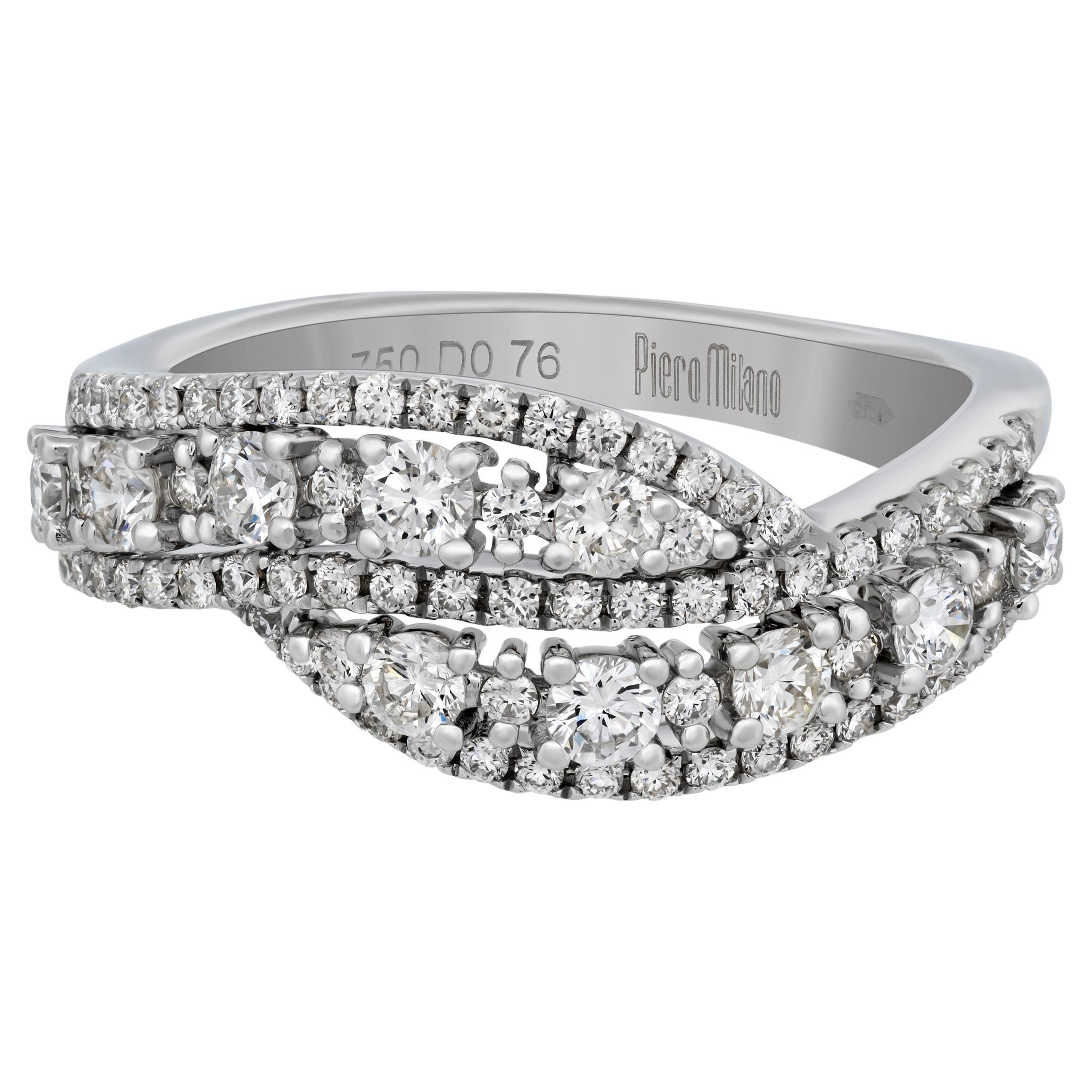 Piero Milano 18K White Gold Diamond Ring Sz 6.25 For Sale at 1stDibs