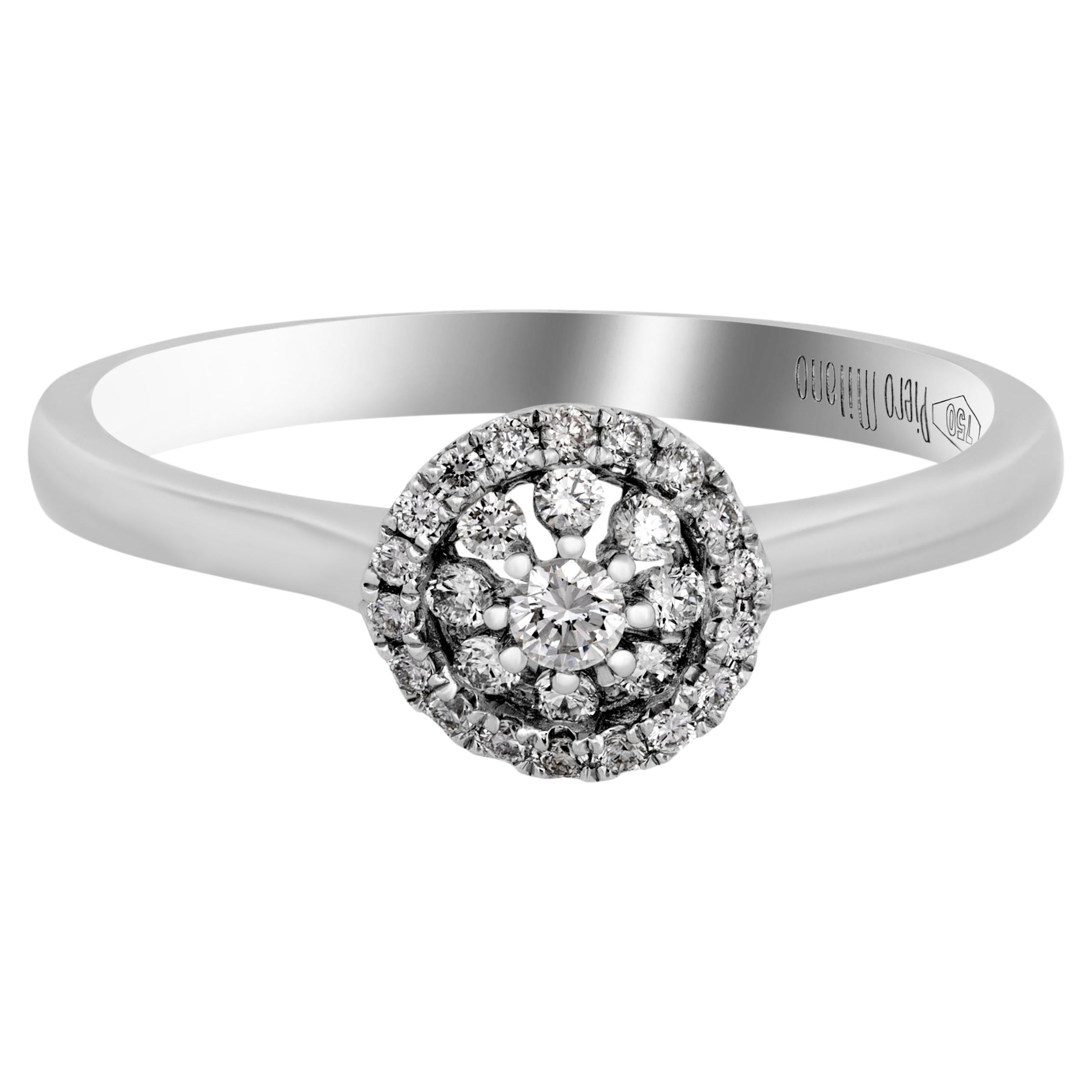 Piero Milano 18K White Gold Diamond Ring Sz 7.75 For Sale at 1stDibs