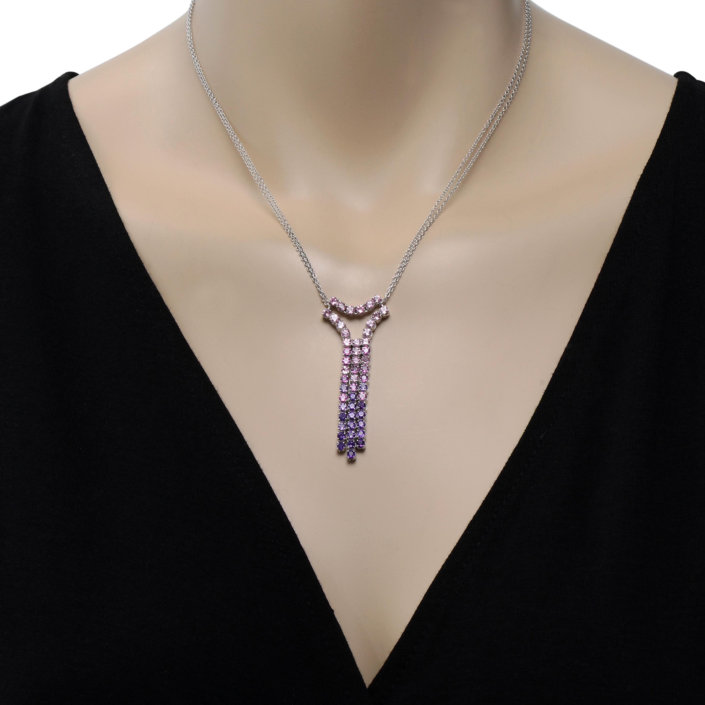 Piero Milano 18k White Gold Pink Tourmaline and Amethyst Necklace For ...