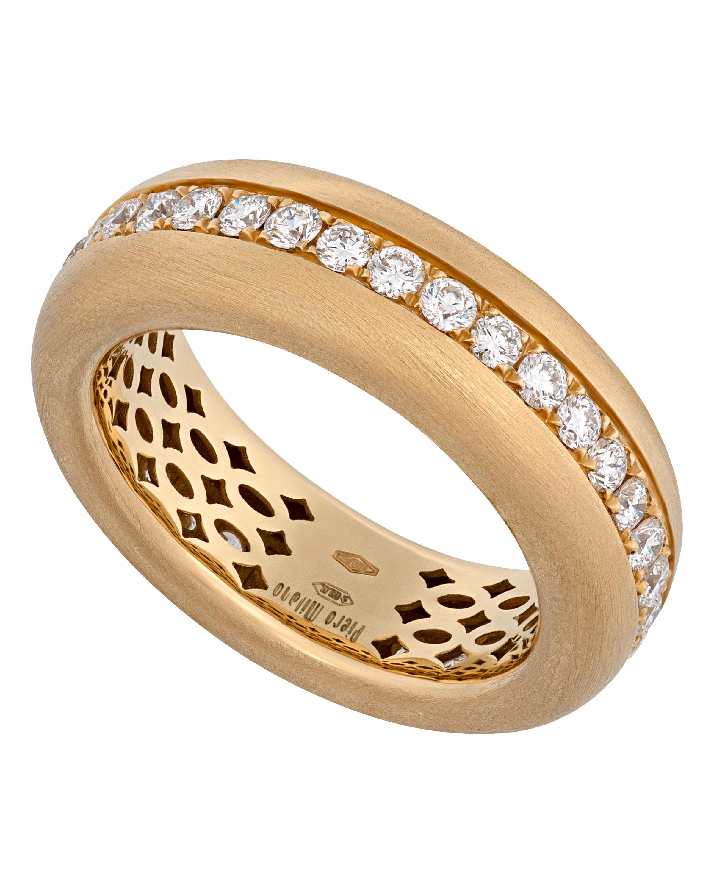 Piero Milano 18K Yellow Gold Diamond Ring Sz 6.75 For Sale at 1stDibs