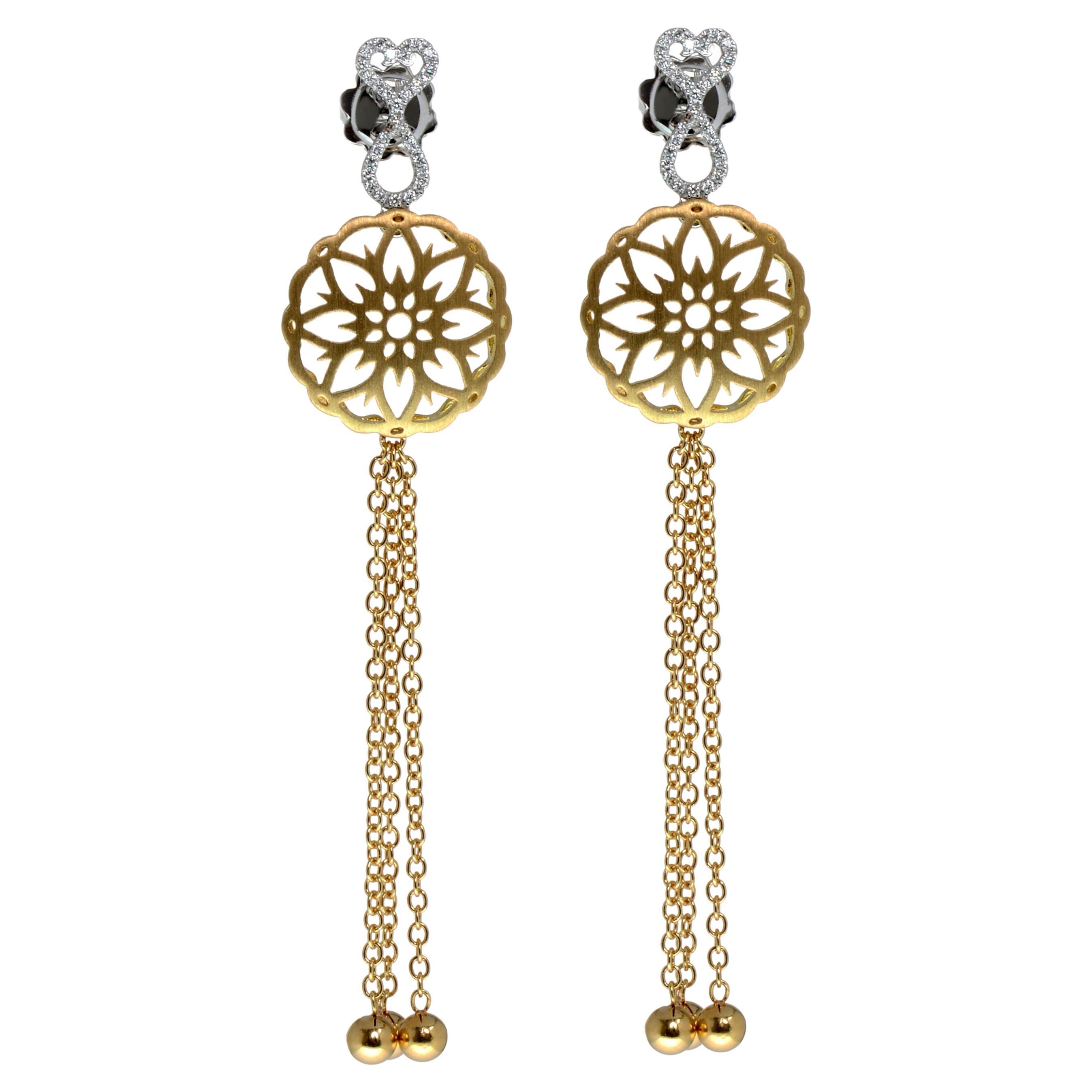 Piero Milano 18k White Gold Diamond Drop Earrings For Sale at 1stDibs