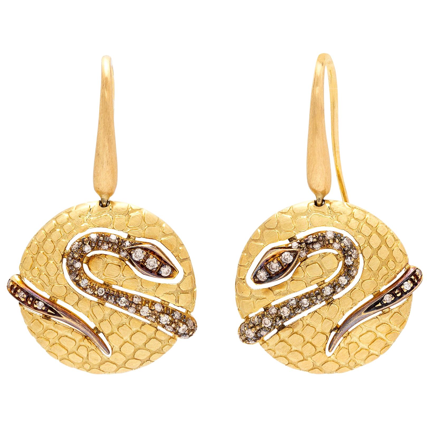 Luise Diamond Topaz Snake Earrings For Sale at 1stDibs