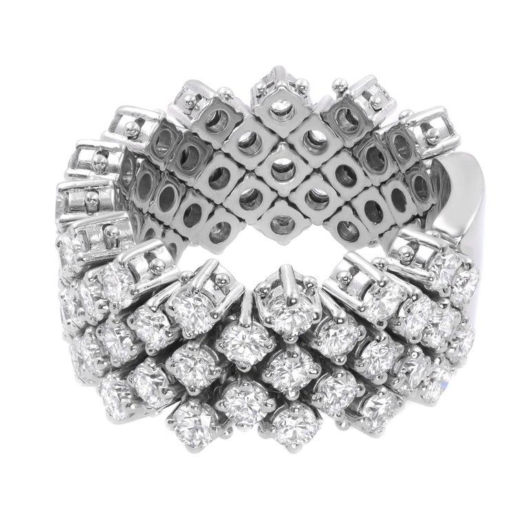 Piero Milano Natural Diamond Flexible Ring 18k White Gold 3.48cttw at ...