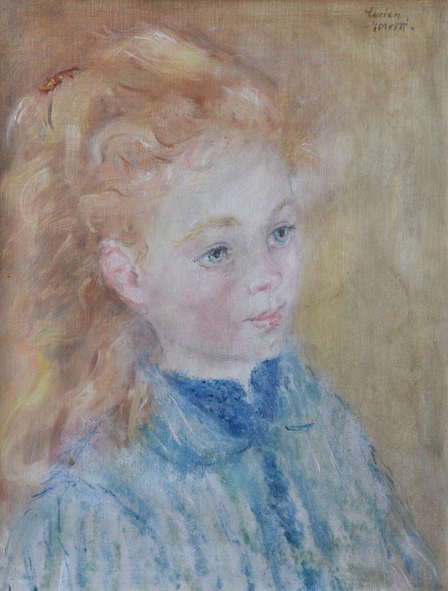 Portrait of a young girl, in the style of Pierre-Auguste Renoir ...
