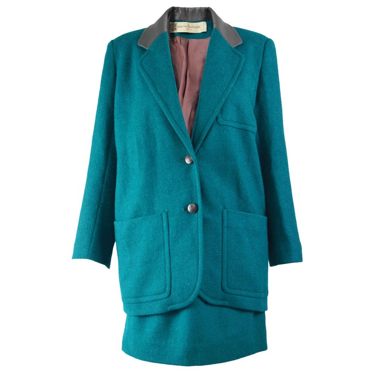 Pierre Balmain - Combinaison blazer et mini-jupe en laine vintage ...