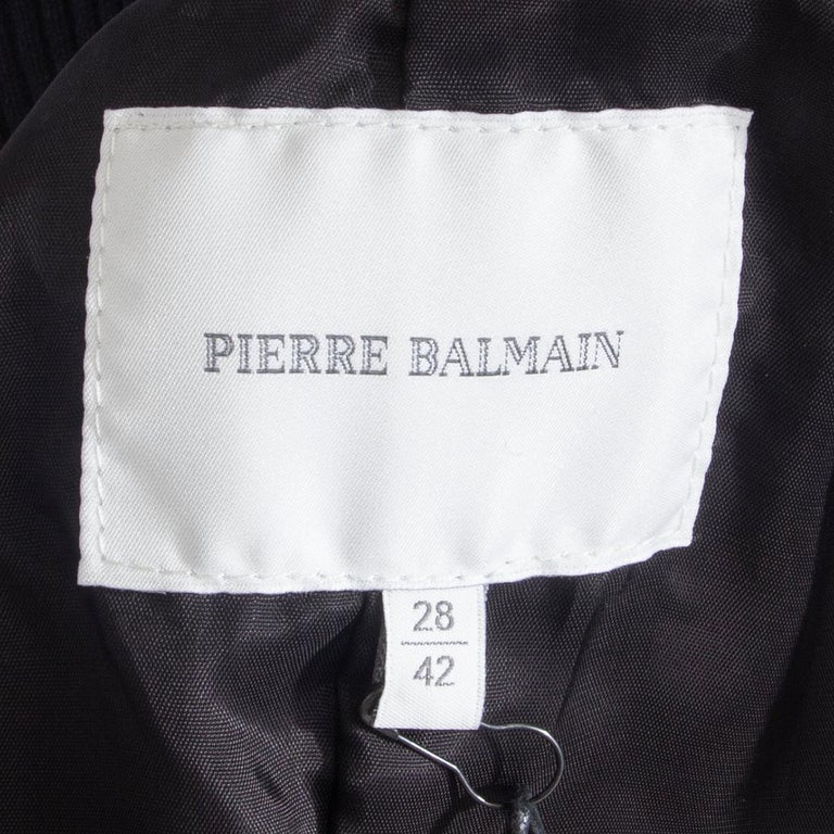 PIERRE BALMAIN black LACE UP LEATHER BOMBER Jacket 42 L For Sale at 1stDibs