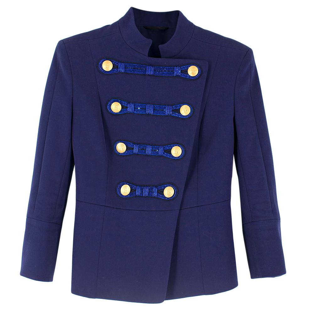 Pierre Balmain Blue Military Jacket XS For Sale at 1stDibs