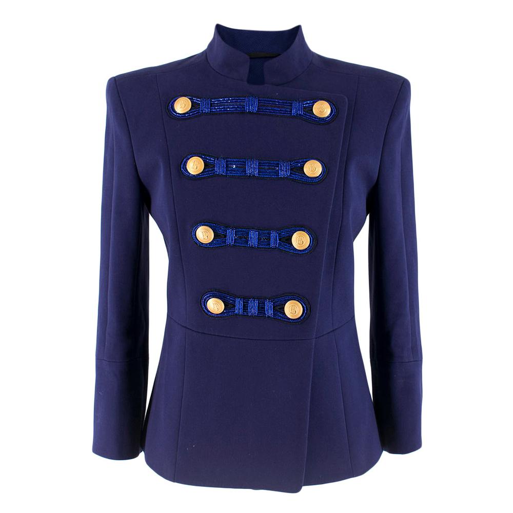 Pierre Balmain Blue Military Jacket XS For Sale at 1stDibs