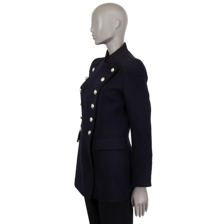 PIERRE BALMAIN blue wool DOUBLE BREASTED Coat Jacket 36 XS at 1stDibs