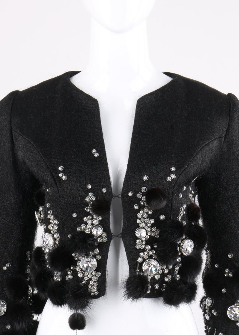 PIERRE BALMAIN Haute Couture c.1964 Black Crystal Beaded Mink Fur ...