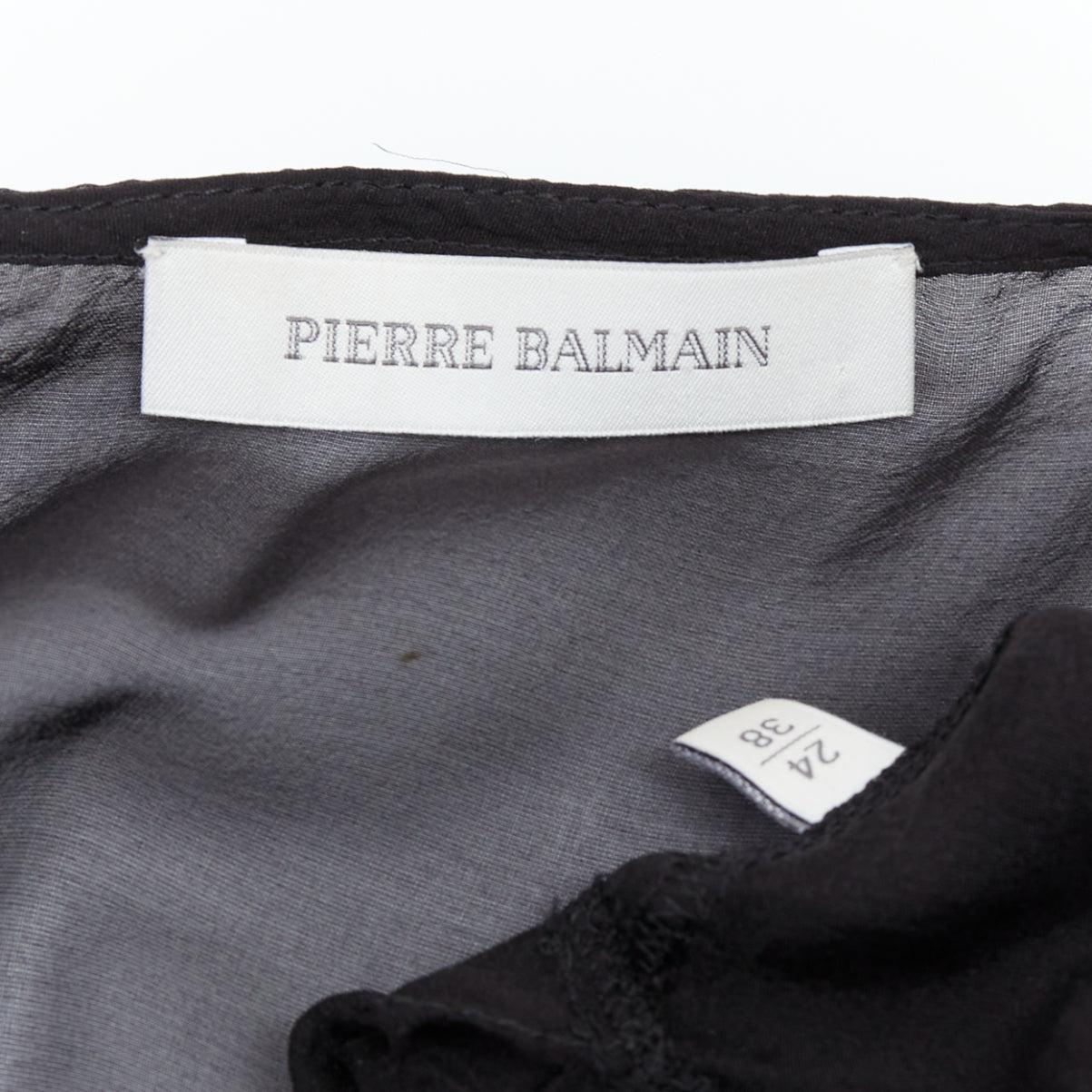 PIERRE BALMAIN Vintage black silk sheer panelled dolman sleeve blouse ...