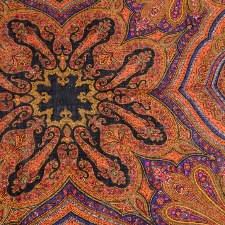 Pierre Balmain Vintage Colorful Paisley Wool Oversized Scarf at 1stDibs