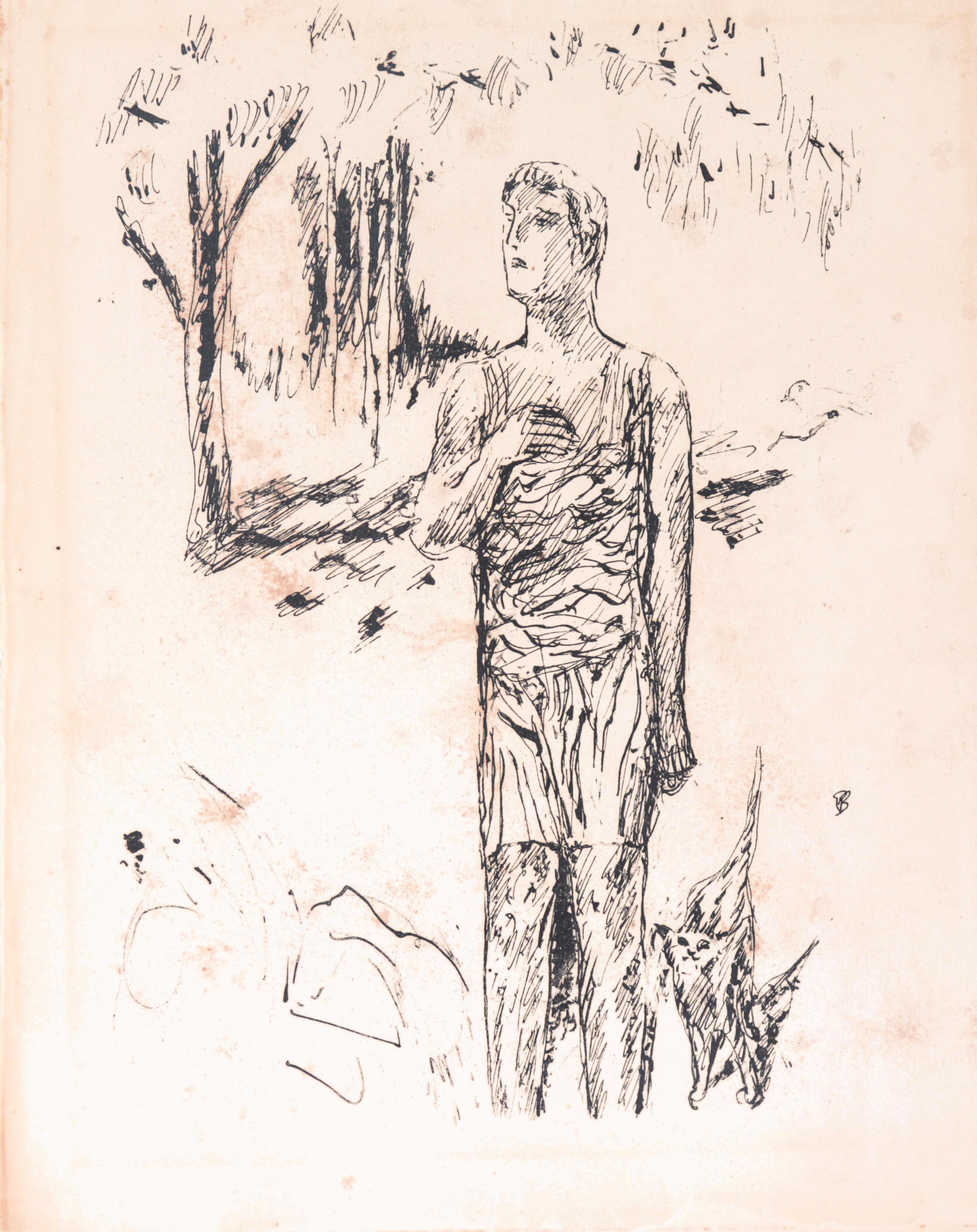 Pierre Bonnard - Uomo con gatto 1930 Acquaforte in vendita su 1stDibs