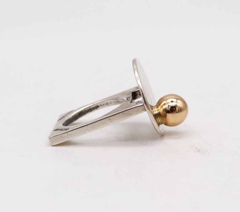 Pierre Cardin 1970 Paris Geometric Round Ring in 14 Karat Gold and ...