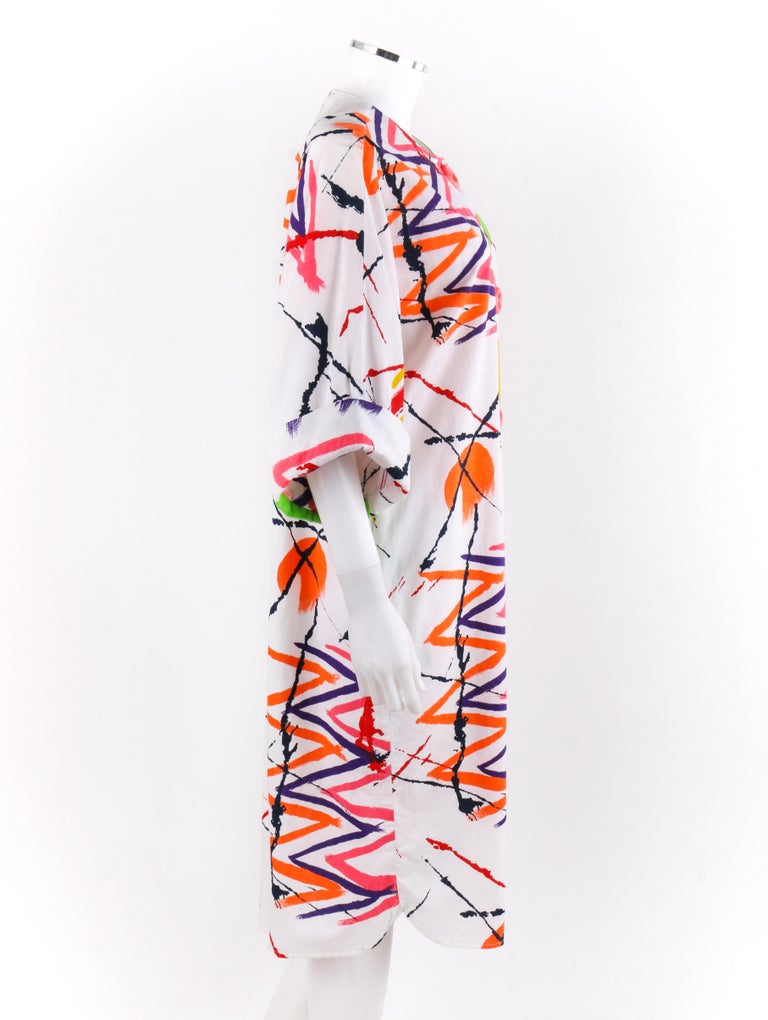 PIERRE CARDIN c.1980’s Multi-color Abstract Painterly Tunic Smock Dress ...