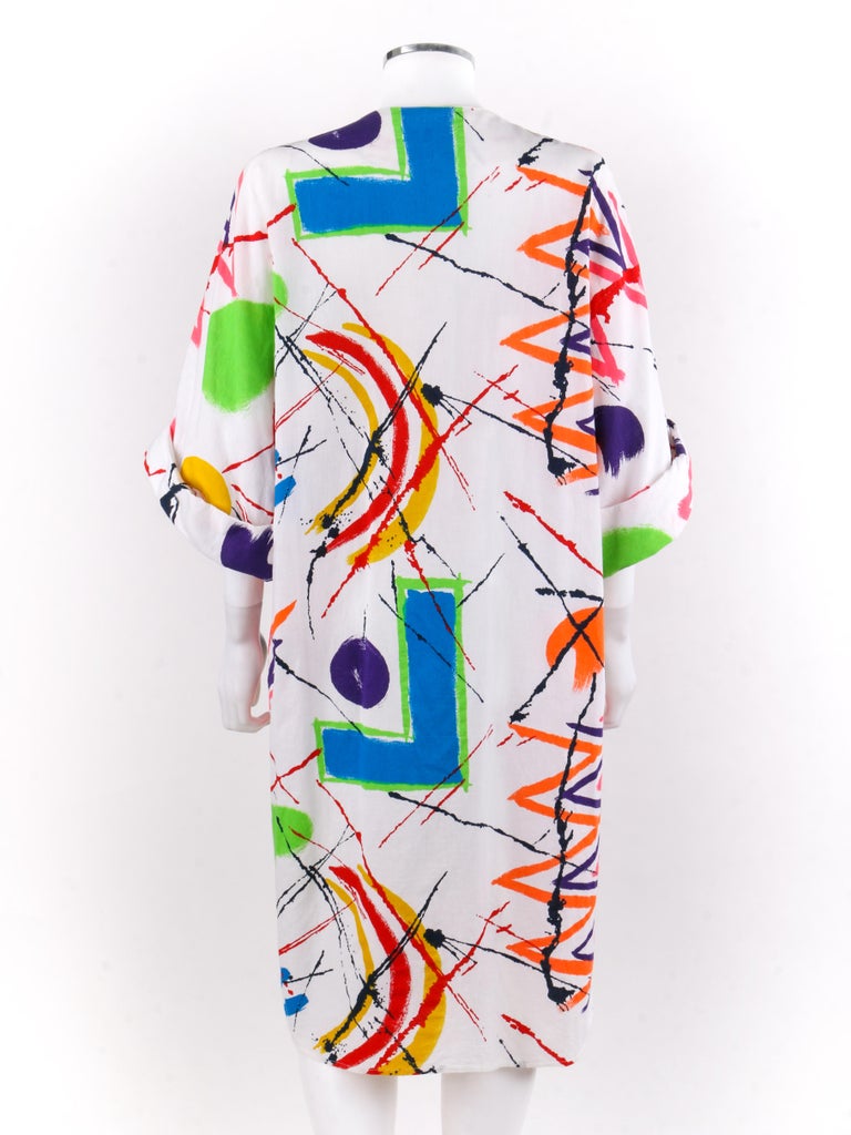 PIERRE CARDIN c.1980’s Multi-color Abstract Painterly Tunic Smock Dress ...