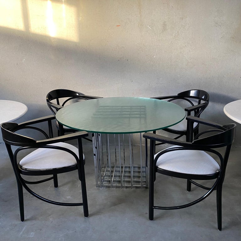 Pierre Cardin "Cage" Round Glass Dining Table with Chrome Base, France ...
