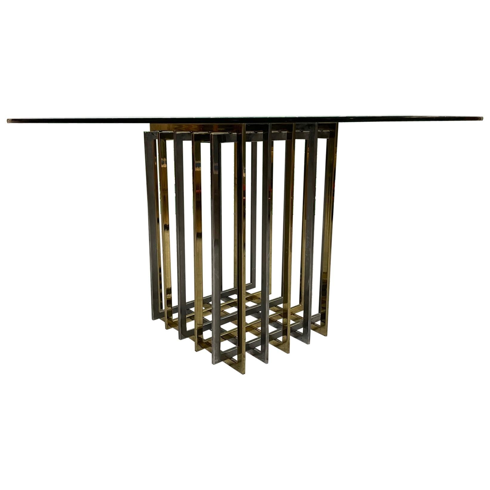 Pierre Cardin Chrome Cage Form Pedestal Dining Table at 1stDibs