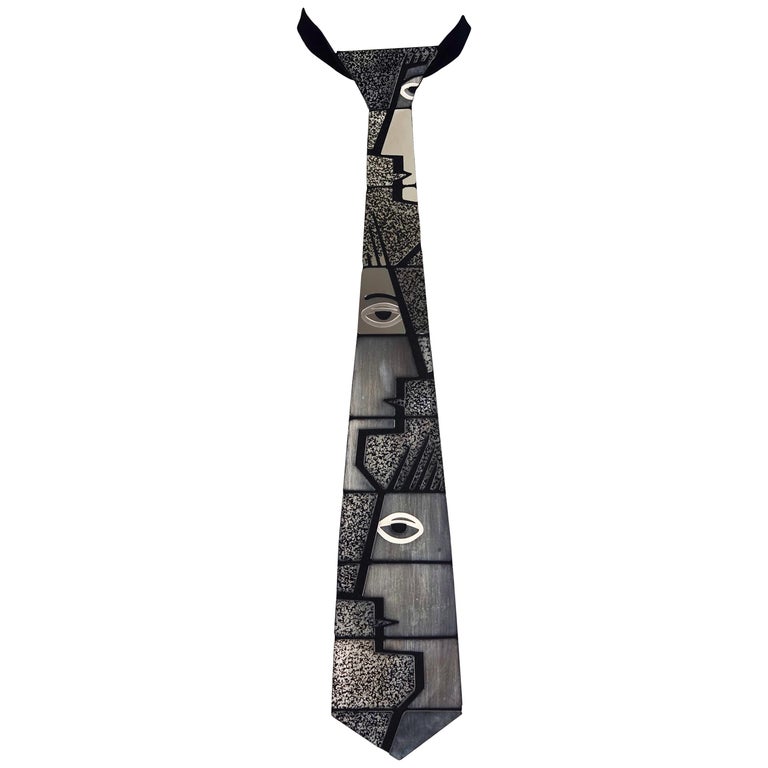 PIERRE CARDIN Cubism Metal Articulated Space Age Futuristic Necktie ...