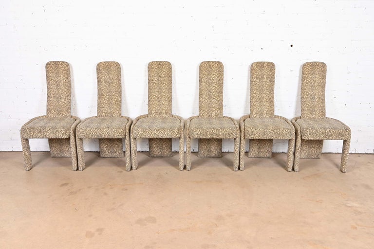 Pierre Cardin Leopard Print Upholstered High Back Dining Chairs, Set of ...