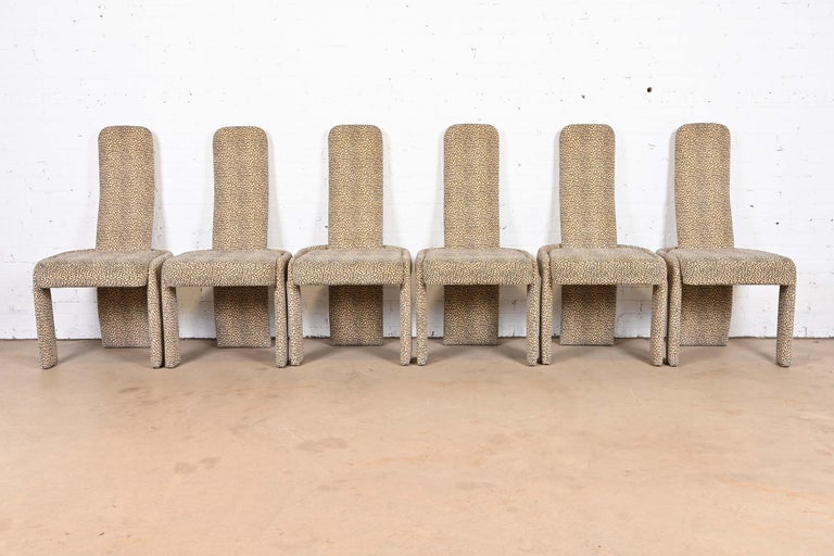 Pierre Cardin Leopard Print Upholstered High Back Dining Chairs, Set of ...